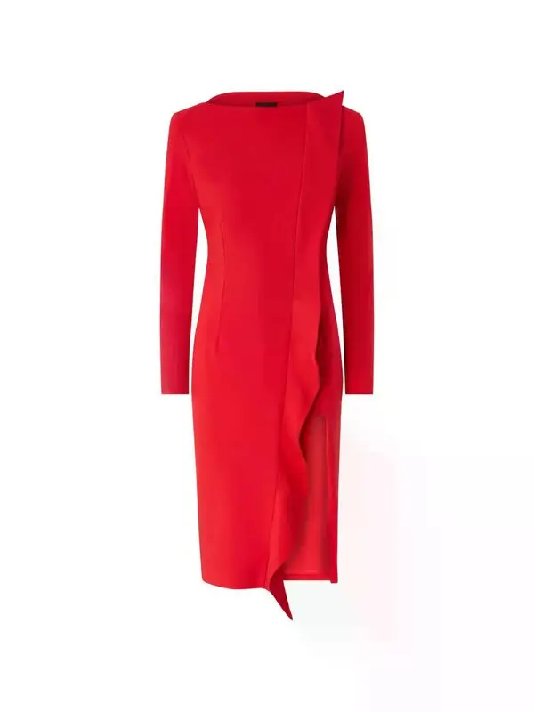 Pinko Midi Sheath Dress With Ruffle And Open Back