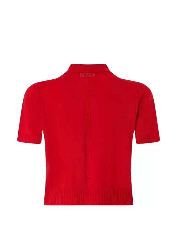 Pinko Wool And Cashmere Cropped Polo Shirt - Red