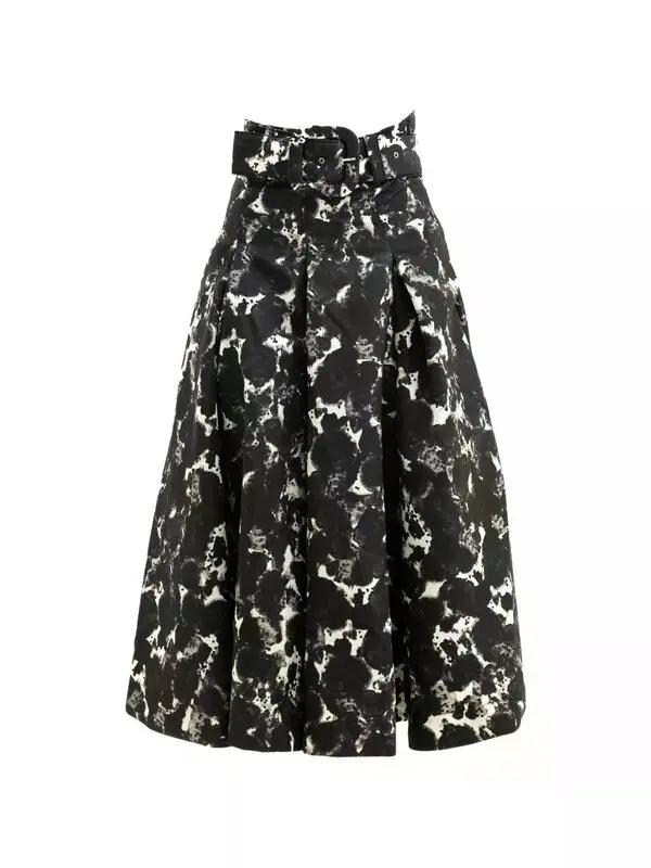 Samantha Sung Diane Belted Animal-print Midi Skirt