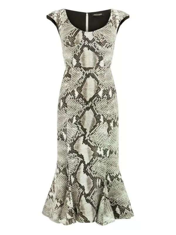 Roberto Cavalli Python-print Midi Dress