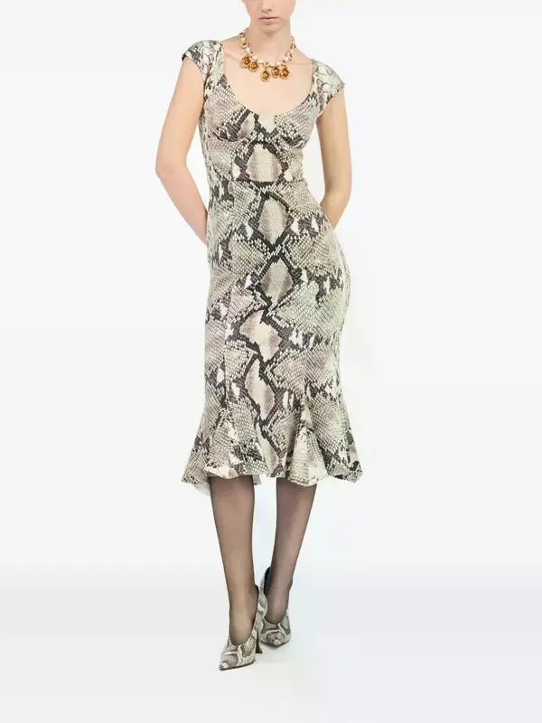Roberto Cavalli Python-print Midi Dress