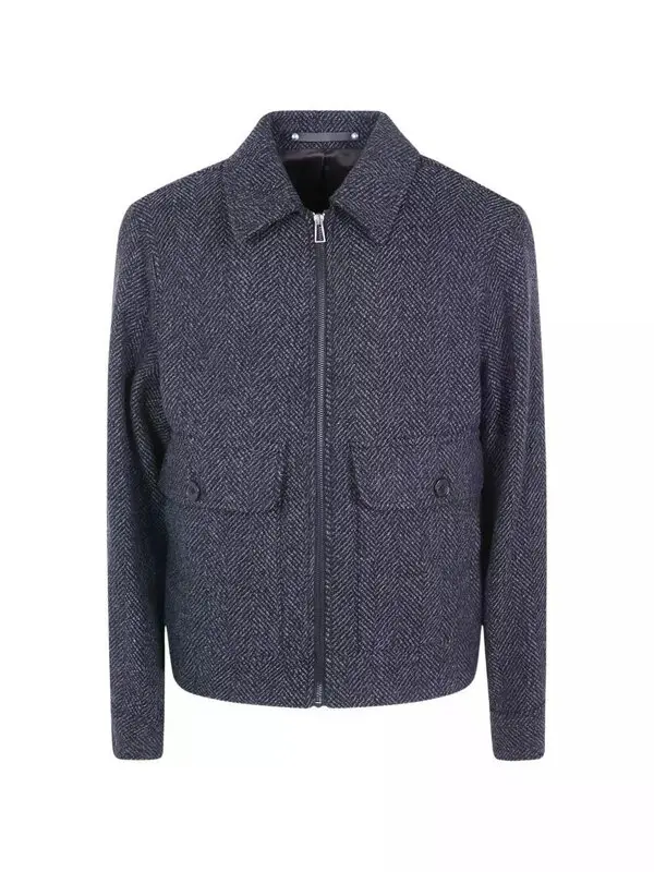 Paul Smith Herringbone-pattern Zip-up Jacket - Black
