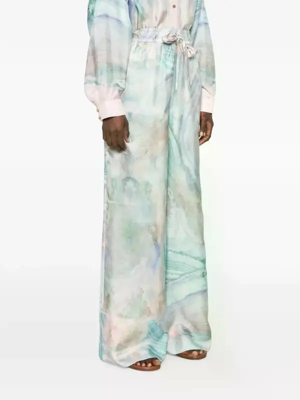 Zimmermann Illuminate Marble-print Trousers
