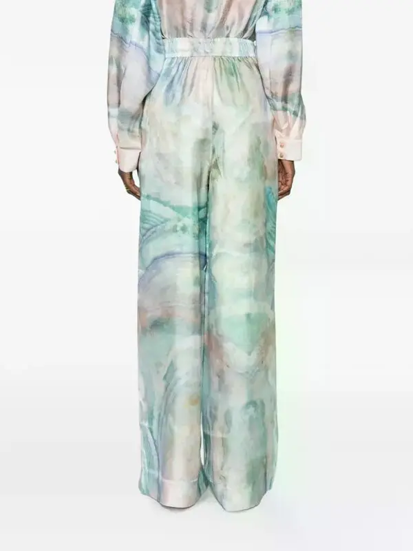 Zimmermann Illuminate Marble-print Trousers