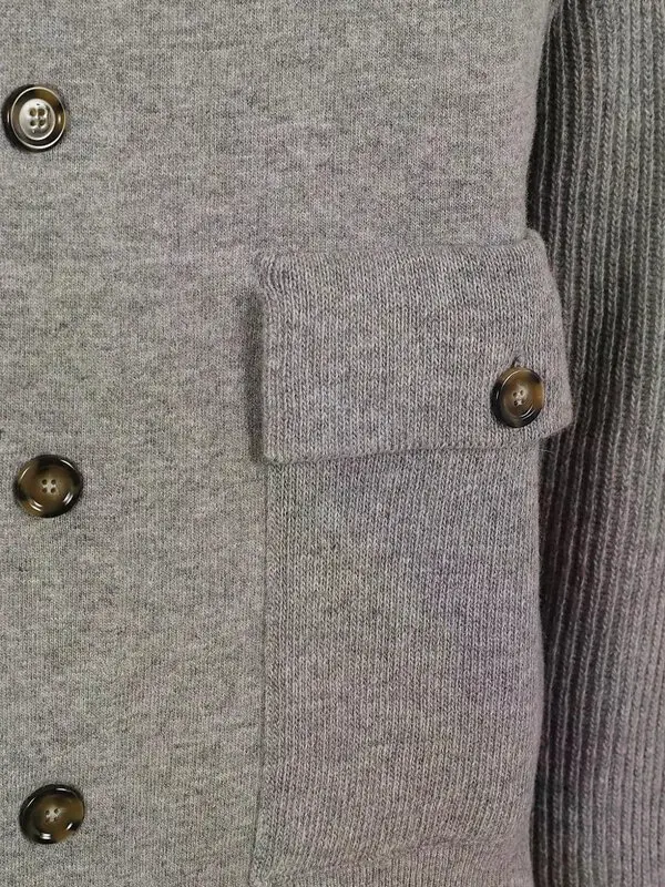 LARDINI Ribbed-knit Panel Jacket - Grey