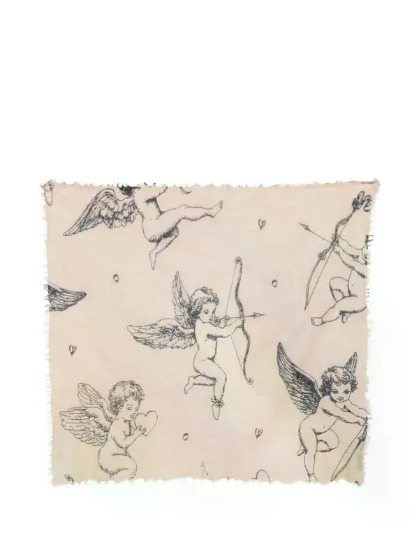 MOULETA Cupid-print Frayed Scarf