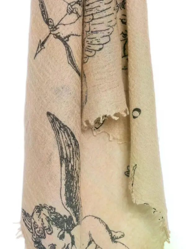 MOULETA Cupid-print Frayed Scarf