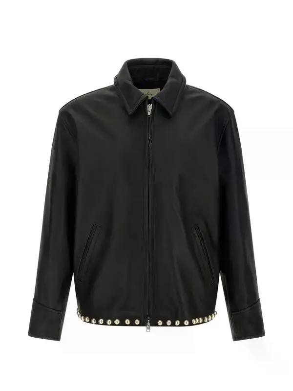 SECOND / LAYER Rider Stud-embellished Leather Jacket