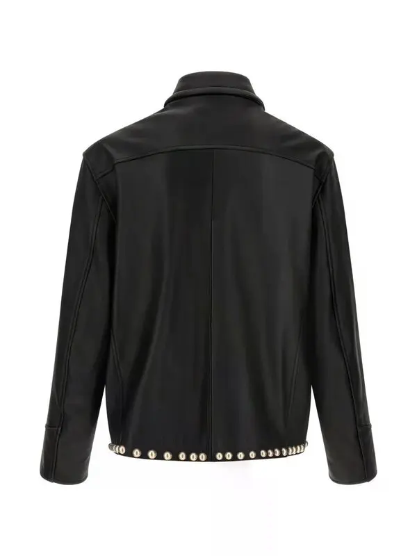 SECOND / LAYER Rider Stud-embellished Leather Jacket