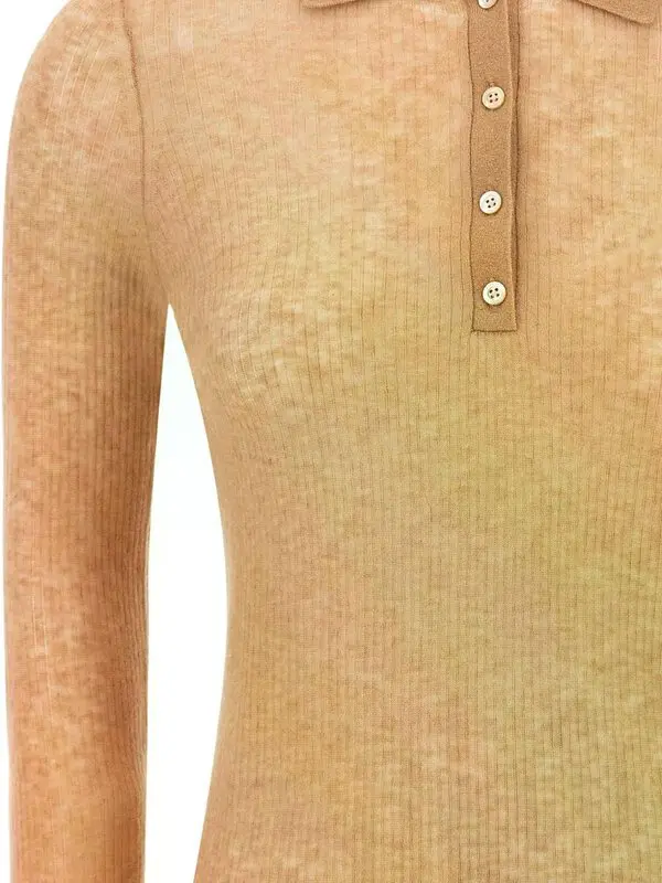 Aspesi Ribbed-knit Long-sleeve Polo Shirt