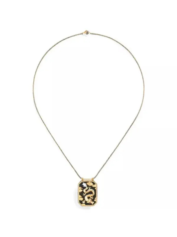 MARIE LICHTENBERG Scapular Ruby And Pearl Dragon Necklace - Gold