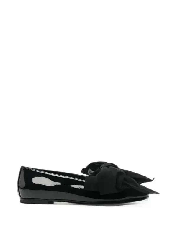Agl Bow-detail Leather Ballet Flats