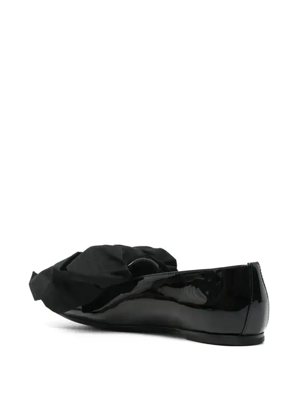 Agl Bow-detail Leather Ballet Flats