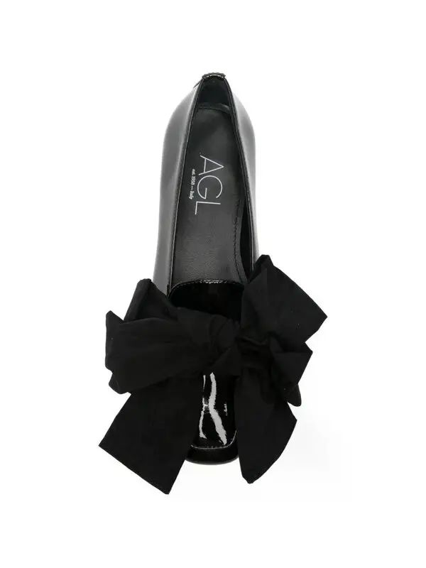 Agl Bow-detail Leather Ballet Flats