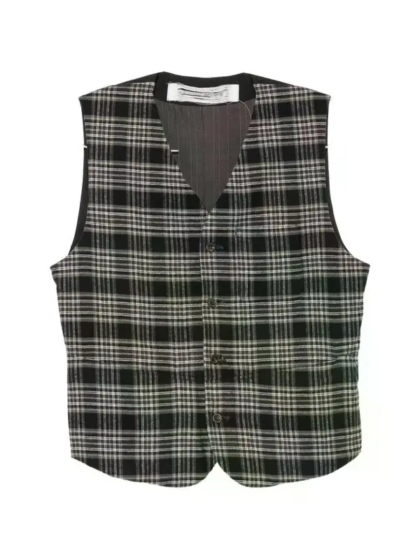 INDIVIDUAL SENTIMENTS Check-pattern Button-up Waistcoat