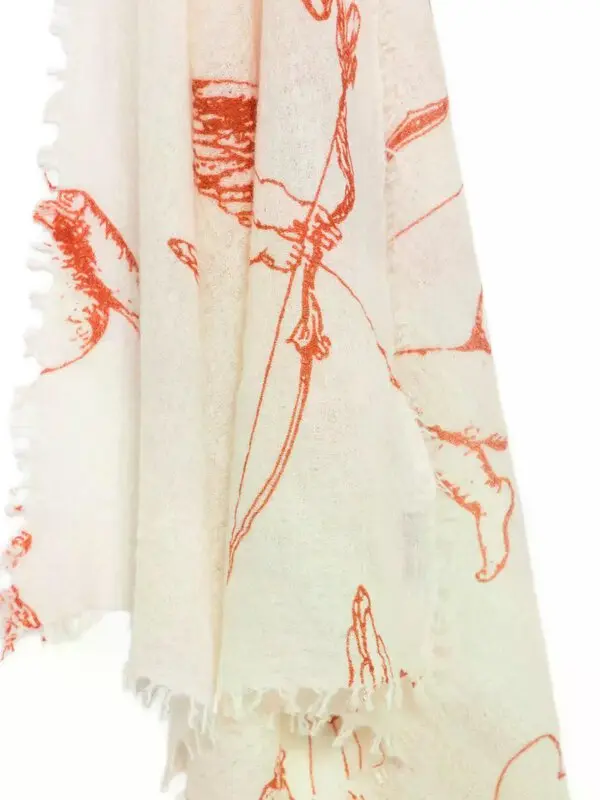 MOULETA Cherub-print Frayed Scarf