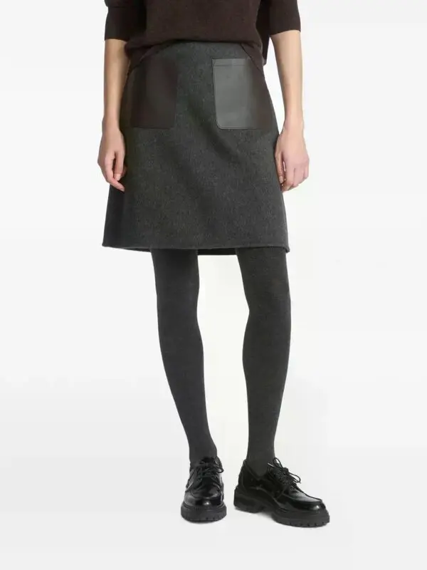 YVES SALOMON Leather-patch A-line Mini Skirt