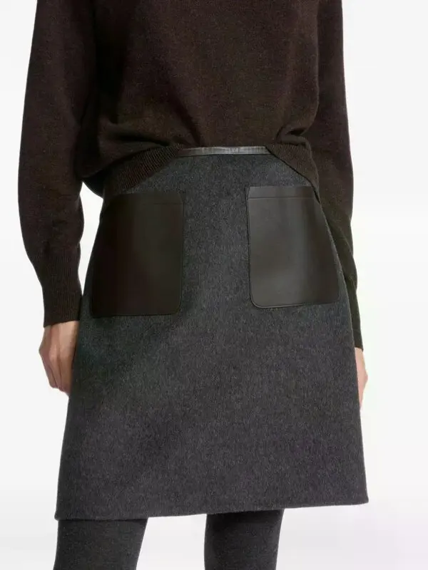 YVES SALOMON Leather-patch A-line Mini Skirt