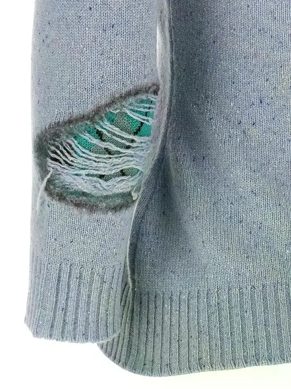 Moschino Distressed Argyle Cardigan