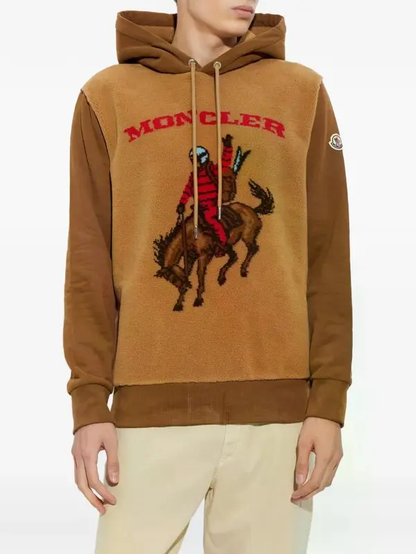 Moncler Cowboy-motif Fleece-panel Hoodie