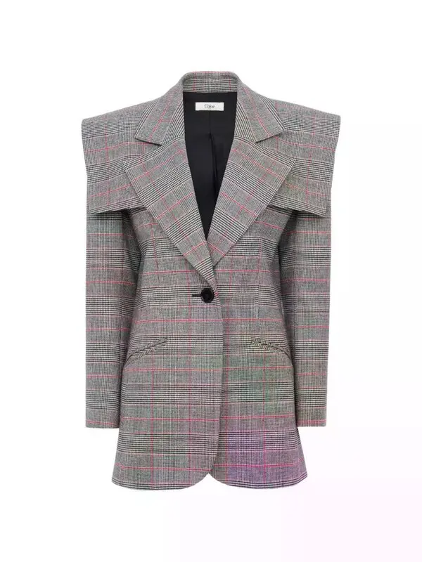 Chloé Check-pattern Cape-detail Blazer