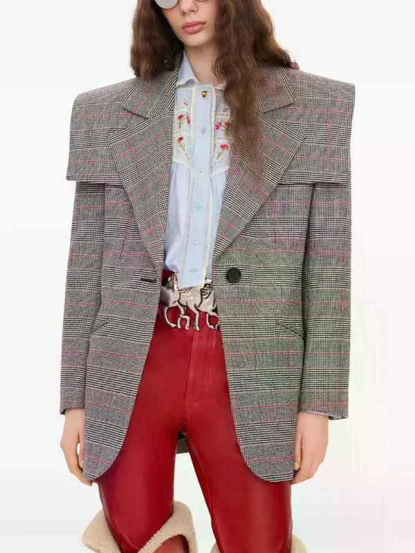 Chloé Check-pattern Cape-detail Blazer
