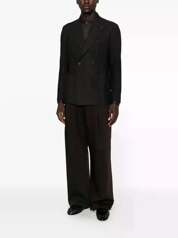 Tagliatore Double-breasted Chevron-weave Blazer