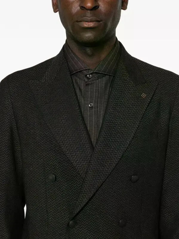 Tagliatore Double-breasted Chevron-weave Blazer