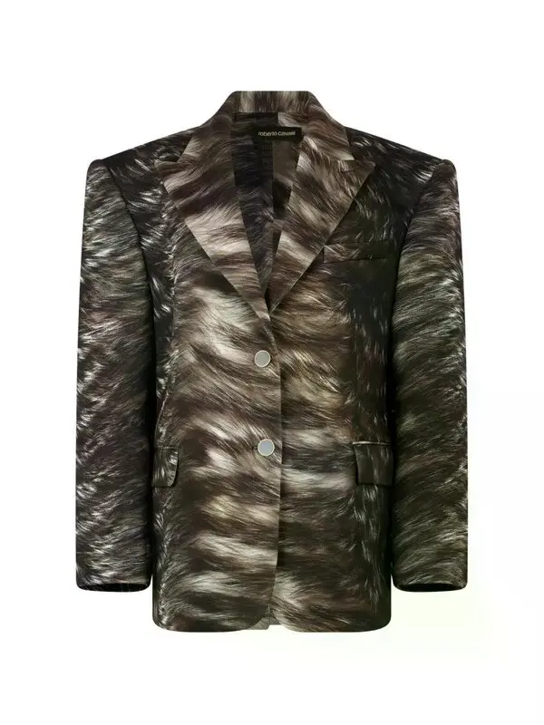 Roberto Cavalli Fur-print Single-breasted Jacket - Brown