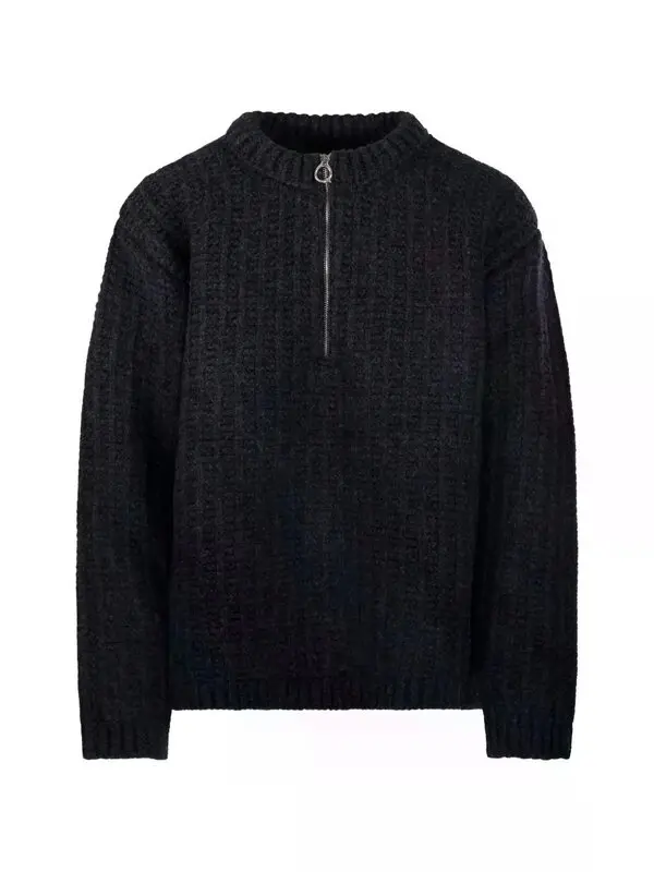 THE EROSE Quarter-zip Waffle-knit Sweater