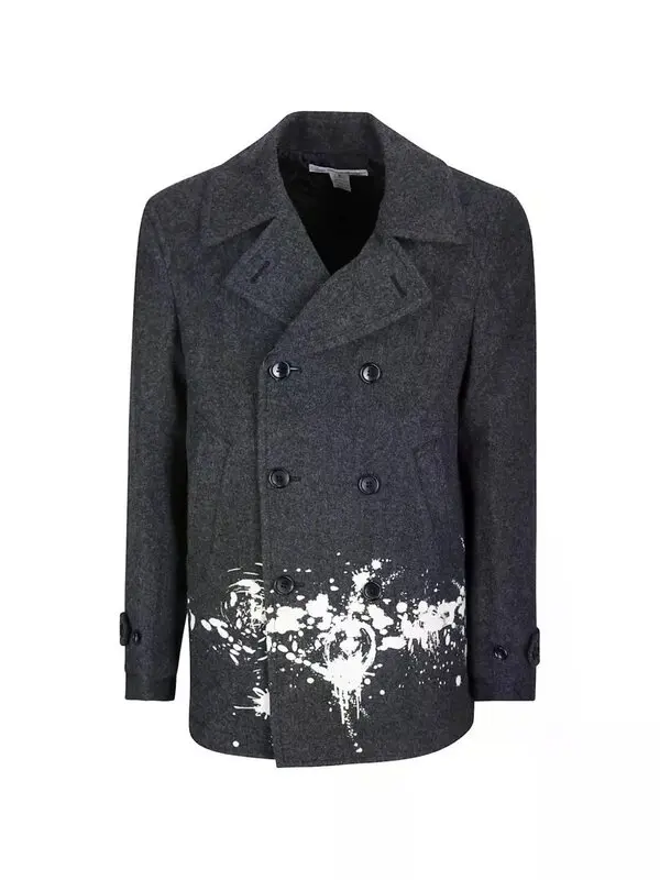 Comme Des Garçons Paint-splatter Double-breasted Coat