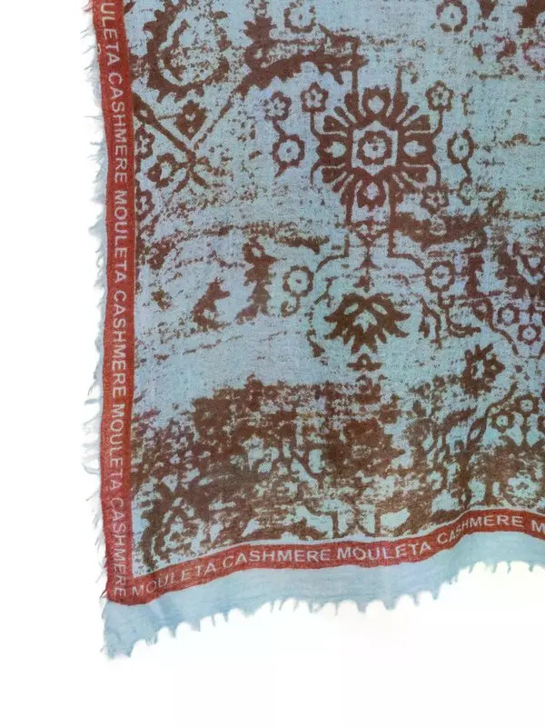 MOULETA Damask-print Frayed Scarf