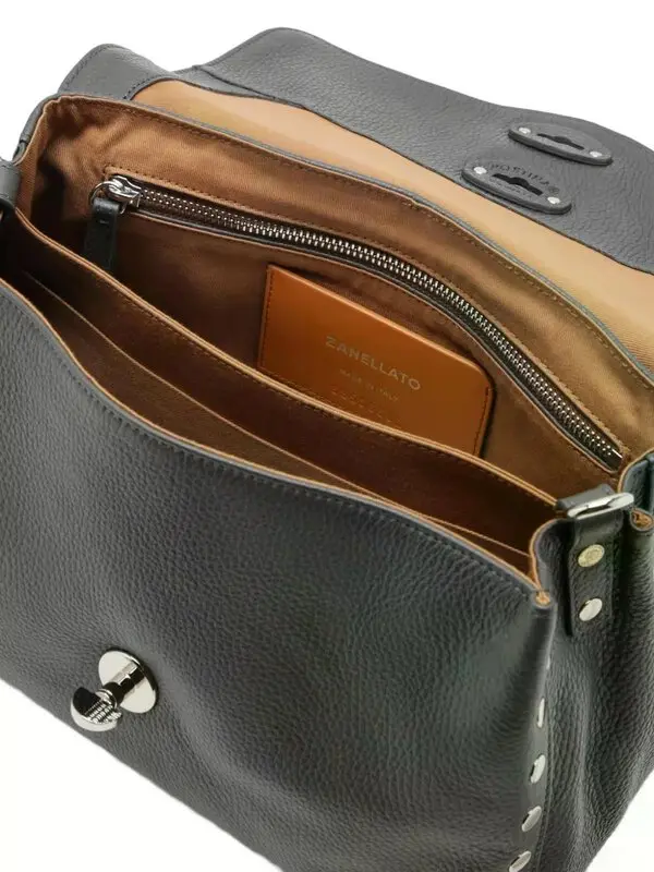 ZANELLATO Postina Studded Leather Shoulder Bag - Grey