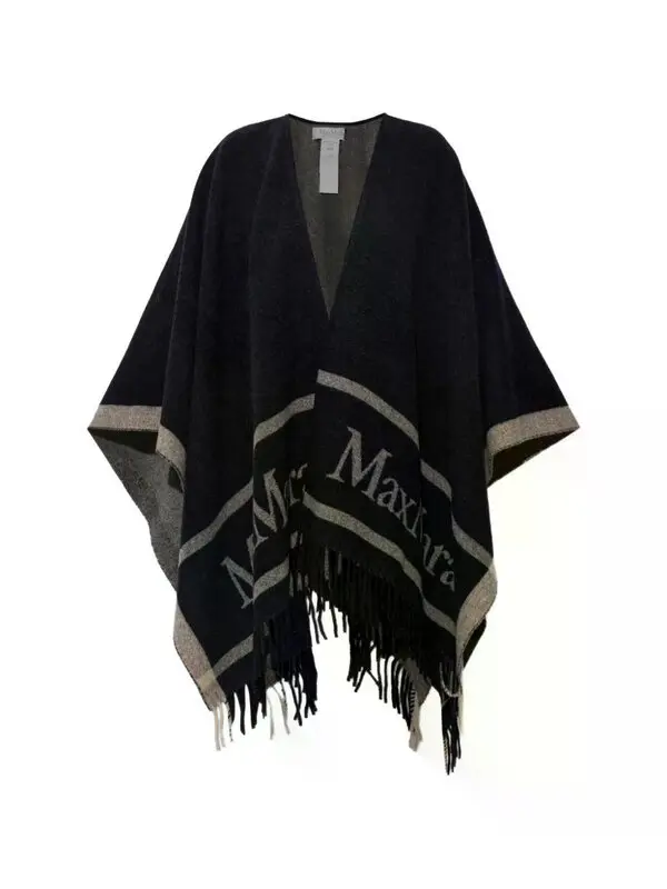 Max Mara Logo-detail Fringed Poncho