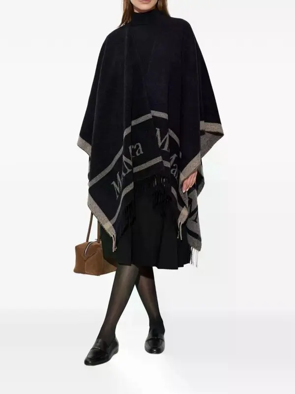 Max Mara Logo-detail Fringed Poncho