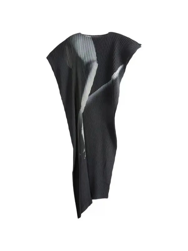 Issey Miyake Pleated Graphic-print Maxi Dress