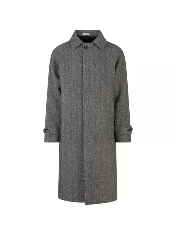 BRERAS MILANO Herringbone-pattern Raglan-sleeve Coat