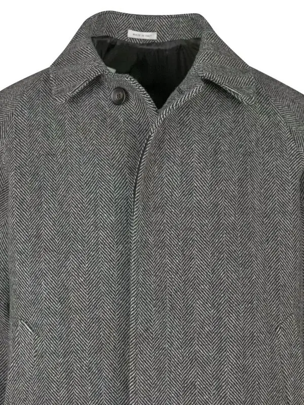 BRERAS MILANO Herringbone-pattern Raglan-sleeve Coat