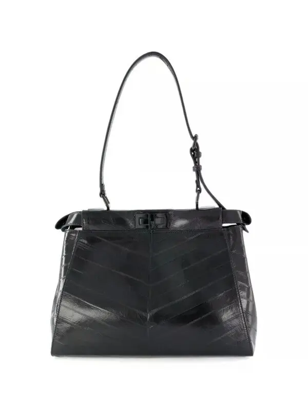 Fendi Medium Peekaboo Leather Shoulder Bag - Black
