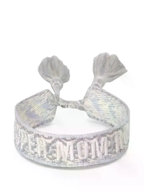 ELLA K Embroidered Tassel-detail Bracelet - Grey