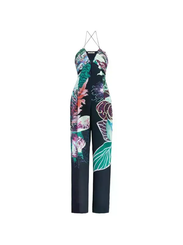 Roberto Cavalli Floral-print Jumpsuit - Blue