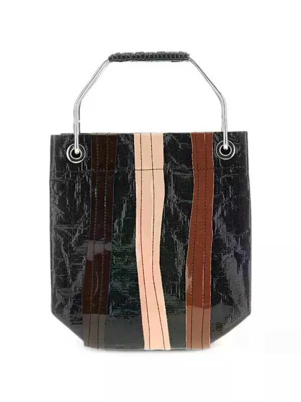 Plan C Striped Metal-handle Clutch Bag