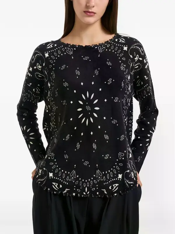 KUJTEN Bandana-print Distressed Sweater
