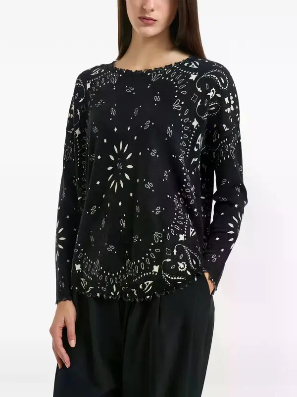 KUJTEN Bandana-print Distressed Sweater