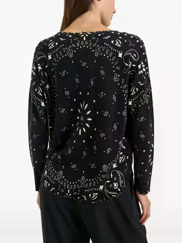 KUJTEN Bandana-print Distressed Sweater