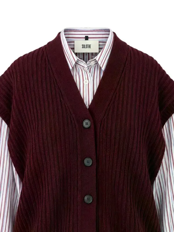 SOLOTRE Distressed Layered-effect Cardigan