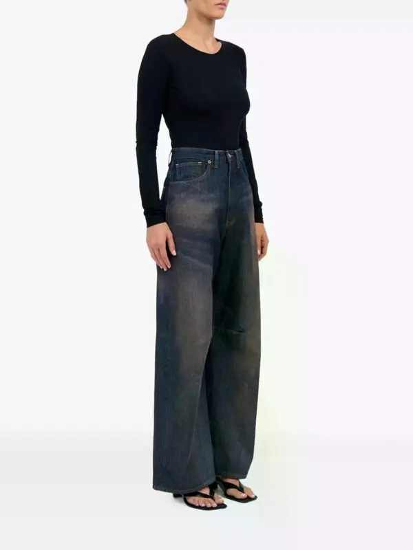 MAISON MARGIELA Dark Wide Leg Jeans With Worn-effect