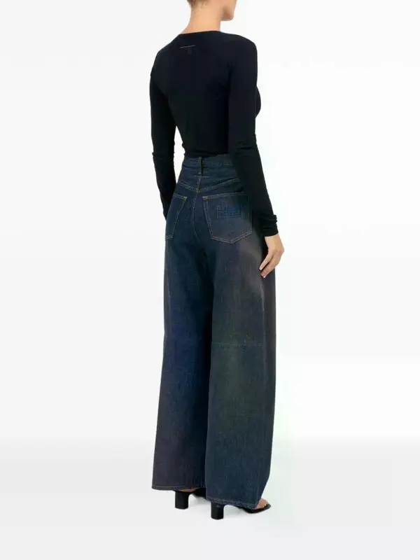 MAISON MARGIELA Dark Wide Leg Jeans With Worn-effect
