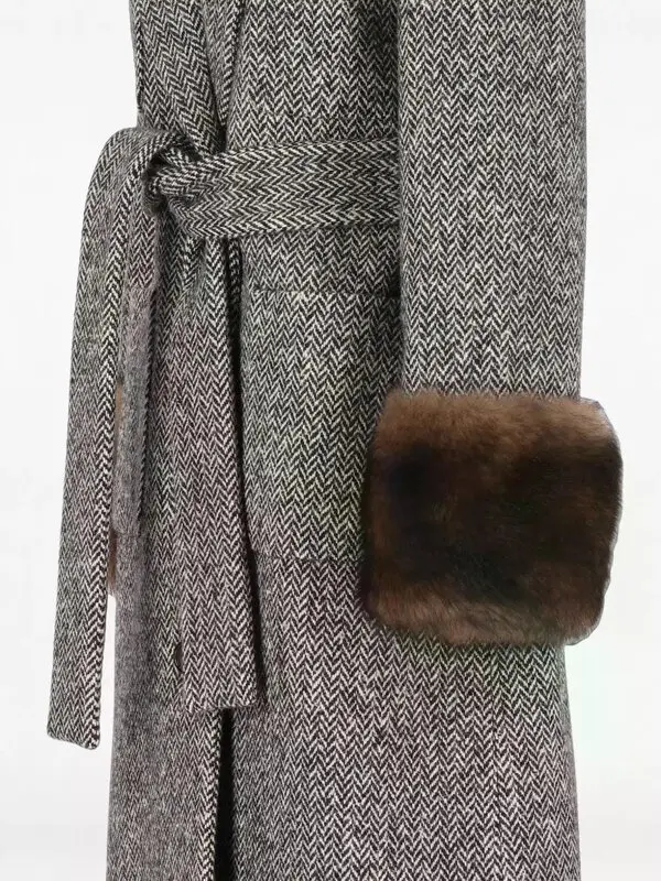 Valentino Garavani Chevron-knit Shearling-trim Coat
