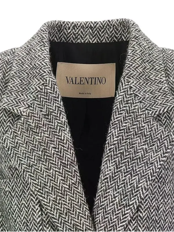 Valentino Garavani Chevron-knit Shearling-trim Coat